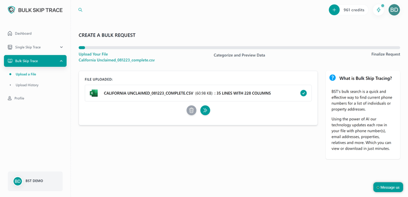 Bulk Skip Trace - No Subscription Skip Tracing Solution for Real Estate ...